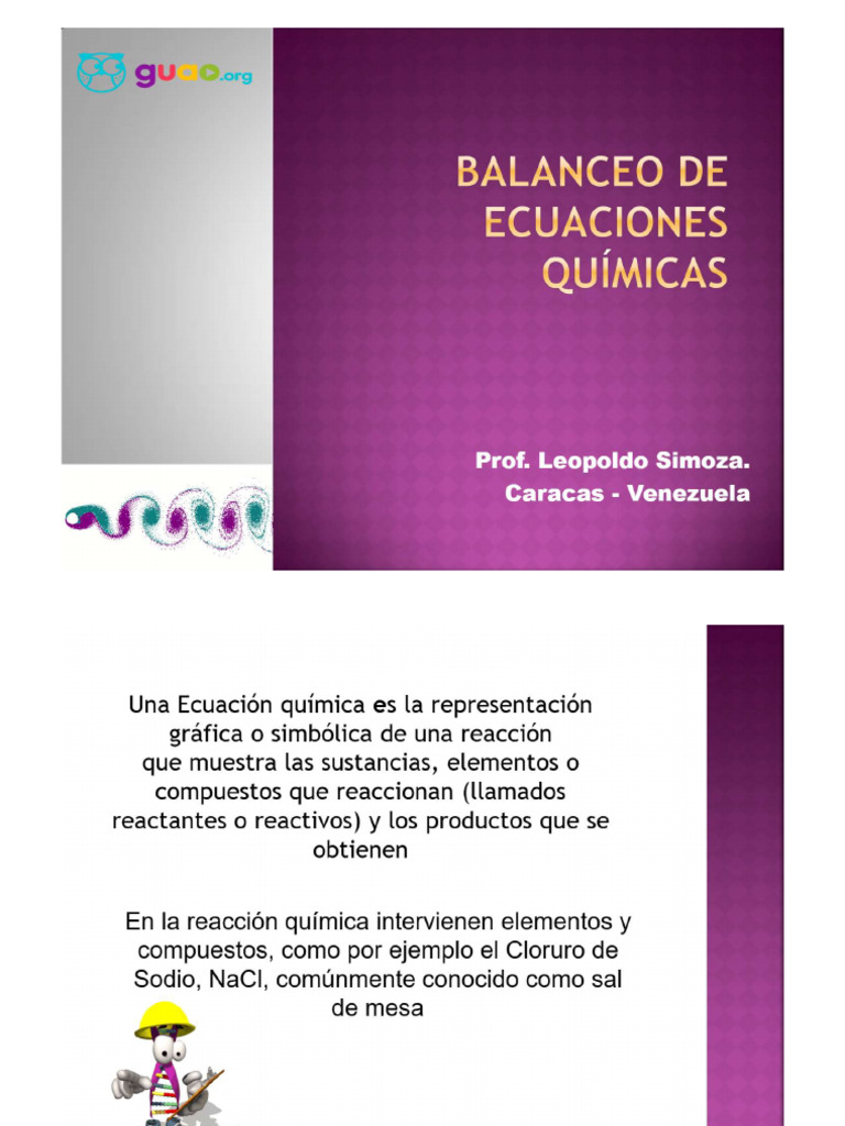 Libro de Reacciones Químicas y Su Balanceo | PDF