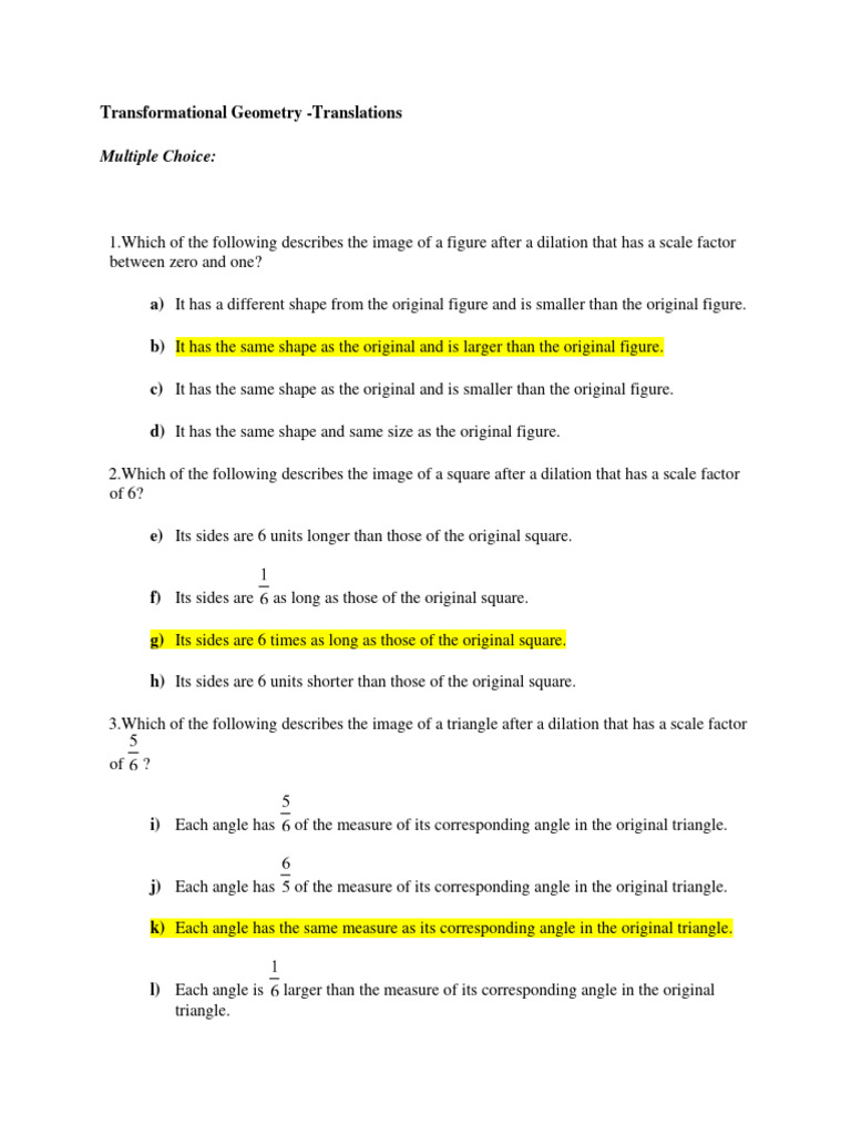 Transformational Geometry | PDF