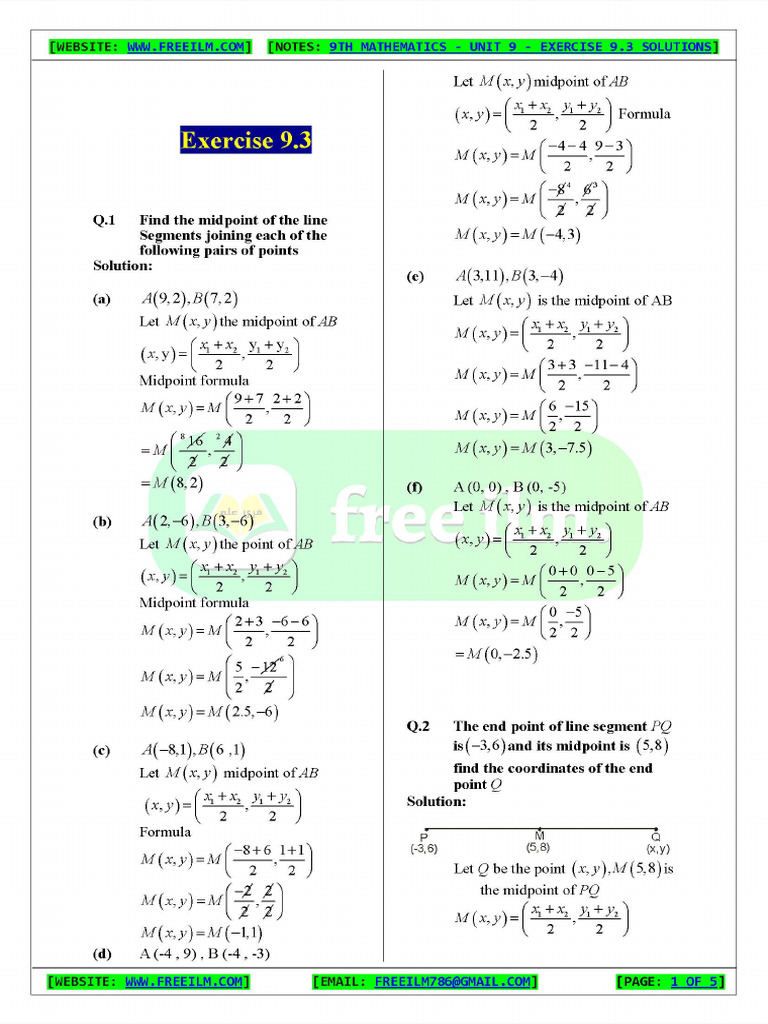 9th Math, CH 9, Ex 9.3 | PDF