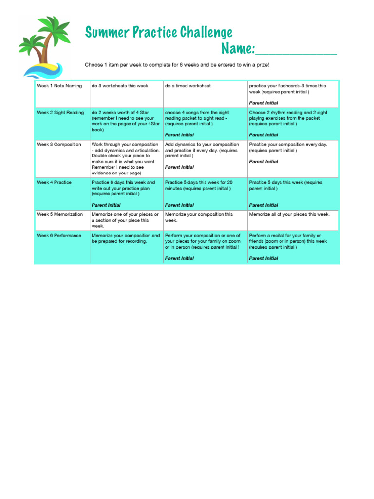 Summer Practice Challenge | PDF | Musicology