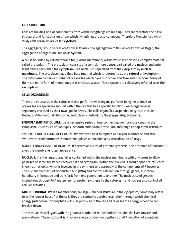 Cells Structures | PDF | Meiosis | Mitosis