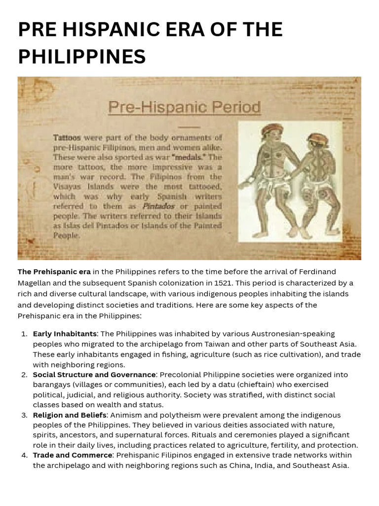 Pre Hispanic Era of The Philippines | PDF | Philippines | Pre Columbian Era
