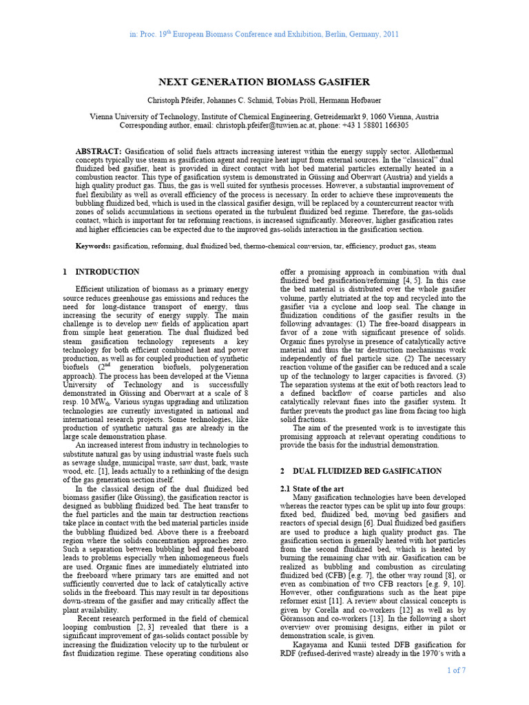 Next Generation Biomass Gasifier | PDF | Gasification | Fluidization