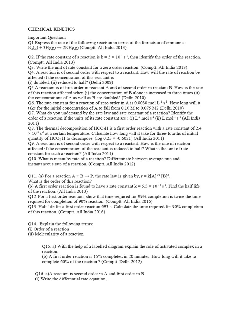 Chemical Kinetics | PDF | Chemical Process Engineering | Change