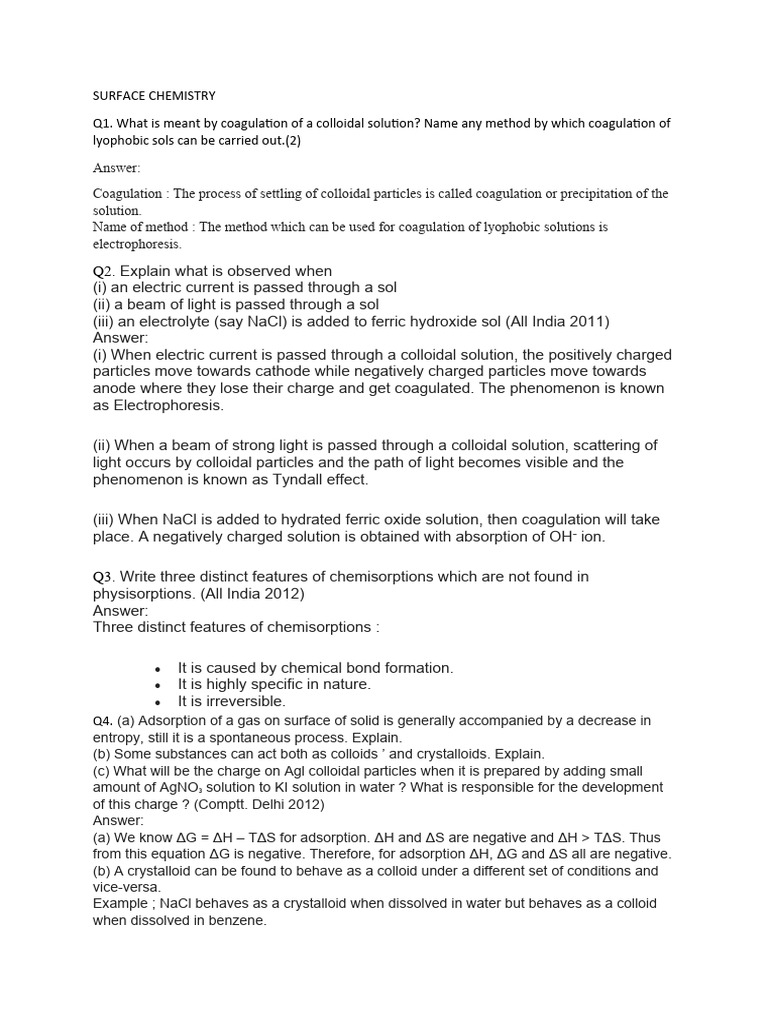 Surface Chemistry | PDF | Adsorption | Colloid