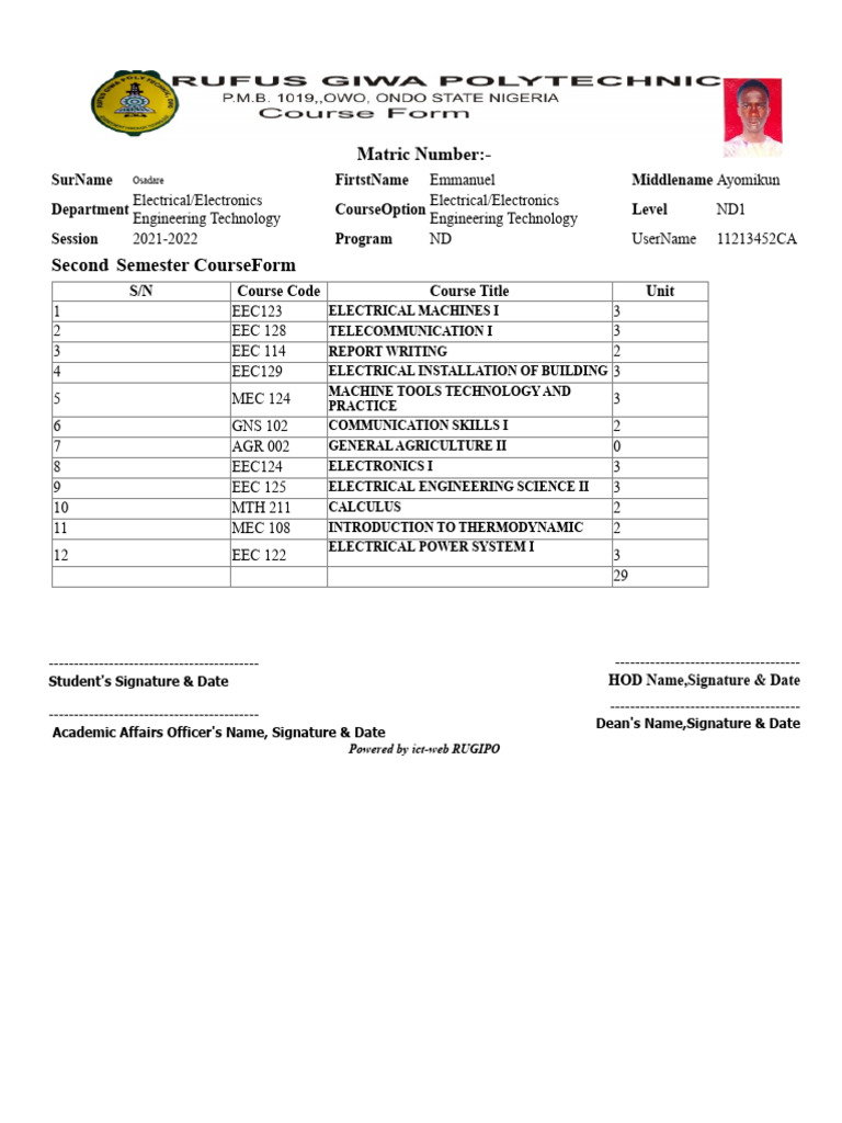 Course Registrationelect 2 | PDF | Engineering | Physical Sciences