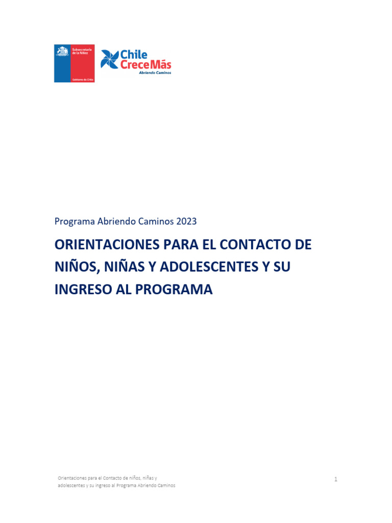 Orientaciones para El Contacto Con Niños (As) PAC Final | PDF