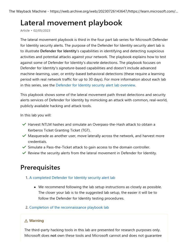 Lateral Movement Playbook for Defender | PDF | Computer Science | Computing