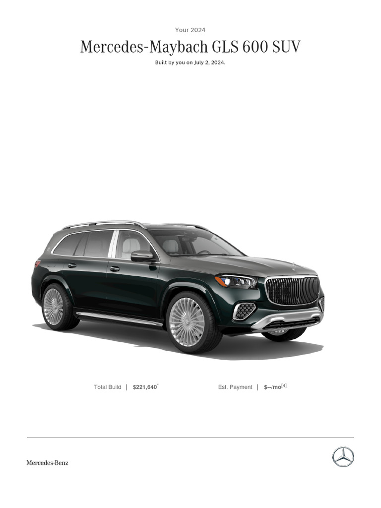 Mercedes Maybach GLS 600 | PDF | Fuel Economy In Automobiles | Annual ...