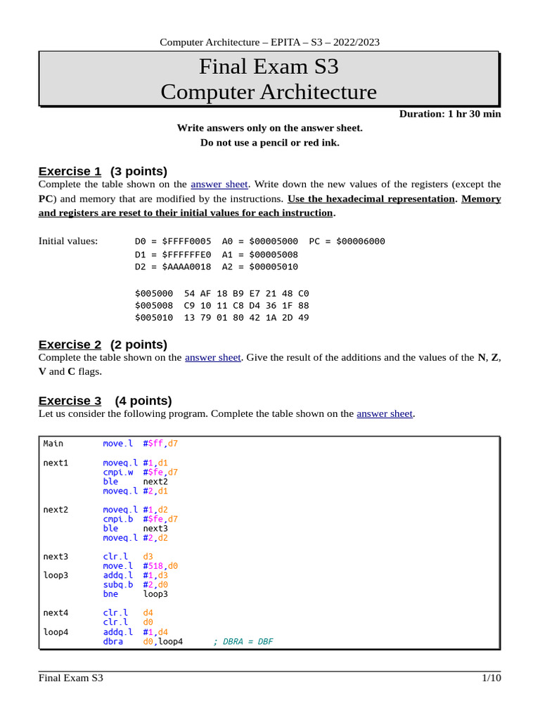 Final 2026 s3 Archi Subject en | PDF | String (Computer Science) | Computing