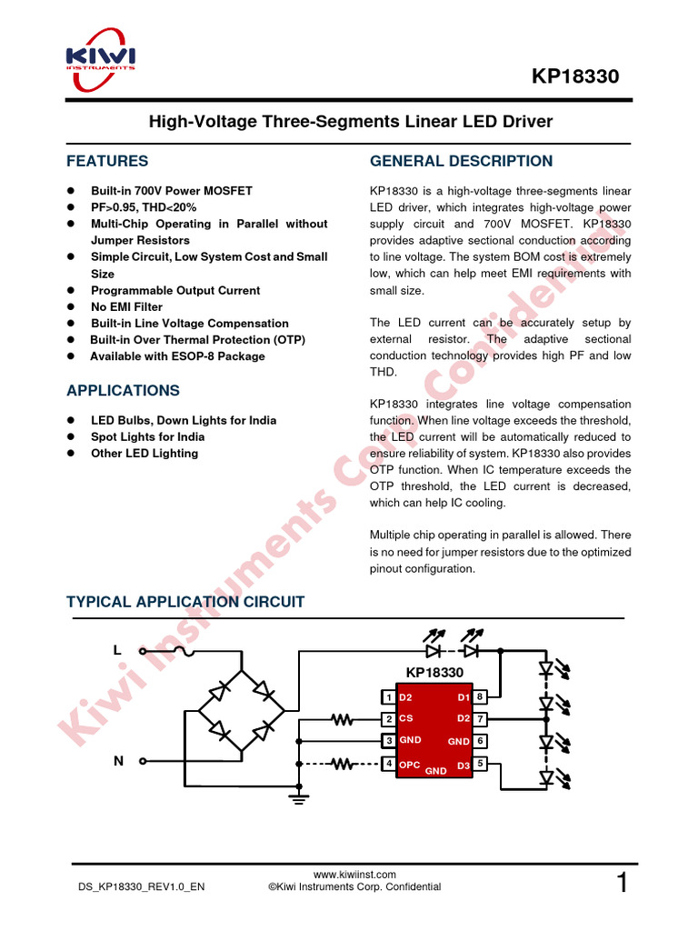 KP18330 Rev1.0 en | PDF | Resistor | Light Emitting Diode