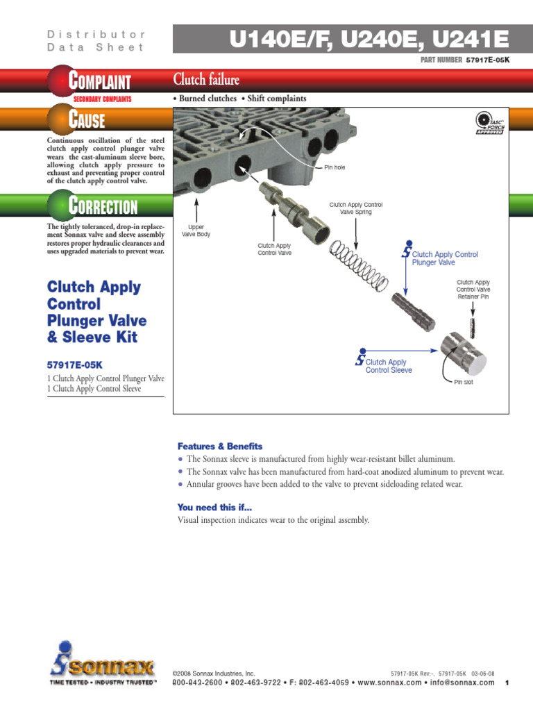 U140E/F, U240E, U241E: Ause Omplaint | PDF | Valve | Clutch