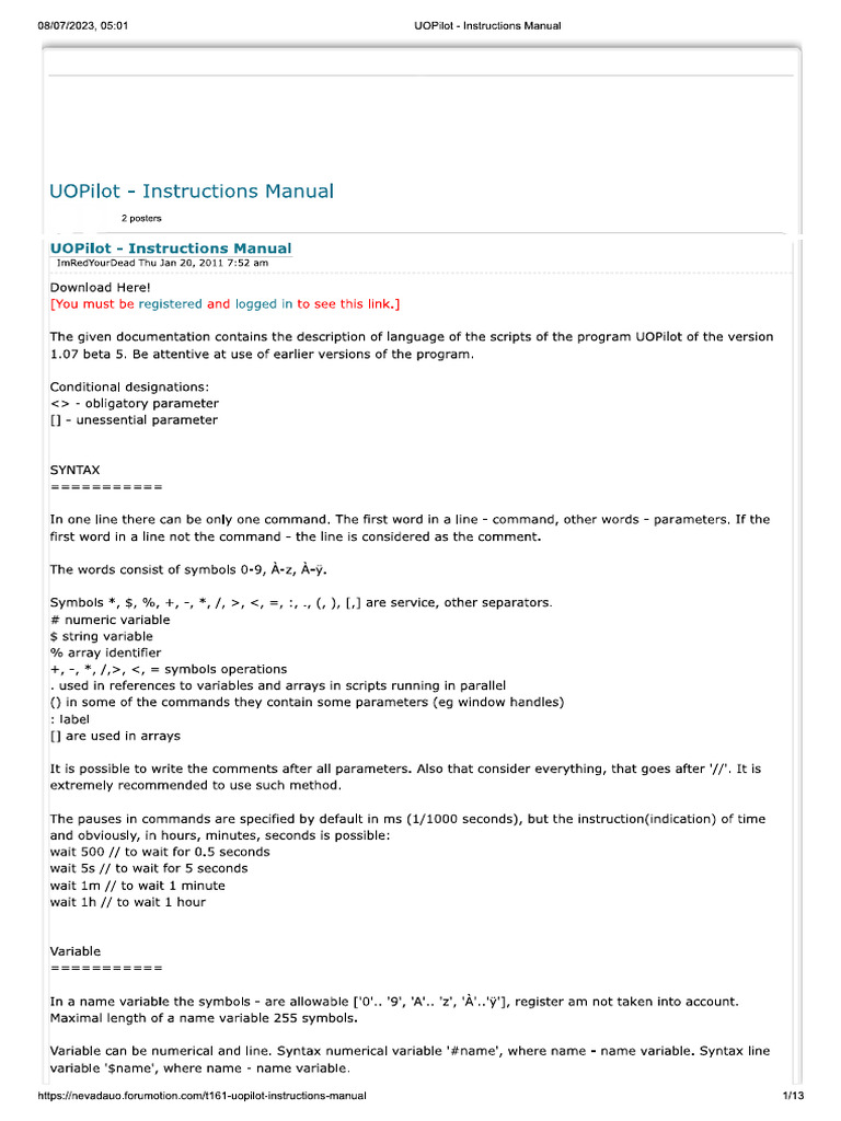 Comandos Uopilot | PDF