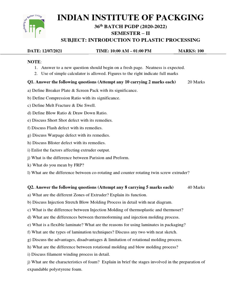 Introduction To Plastic Processing 36 TH Batch | PDF | Plastic | Building Materials