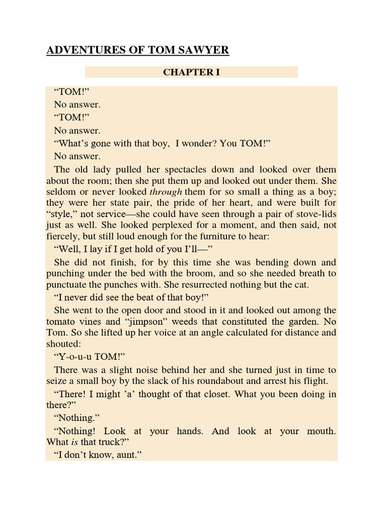 Tom Sawyer's Mischief and Rivalry | PDF | Mystery, Thriller & Crime Fiction