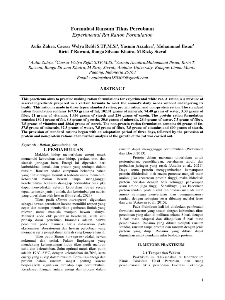 Artikel Praktikum Egdp Formulasi Ransum | PDF