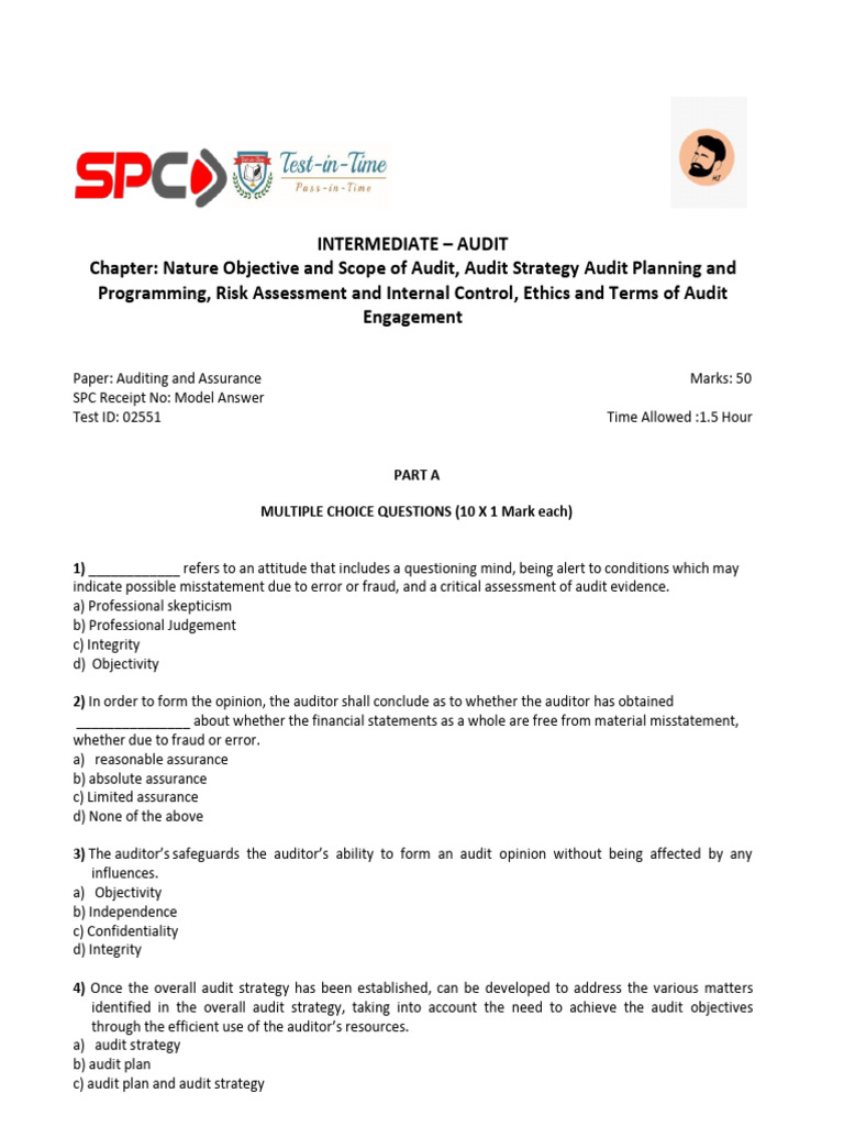 Modelp CA Inter New Syllabus 1 Audit Ns 5727 | PDF | Audit | Financial Audit