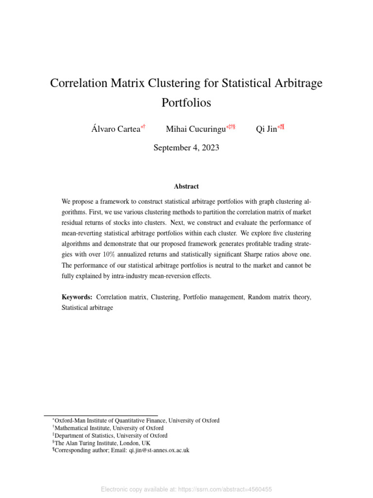 SSRN-id4560455 | PDF | Eigenvalues And Eigenvectors | Cluster Analysis