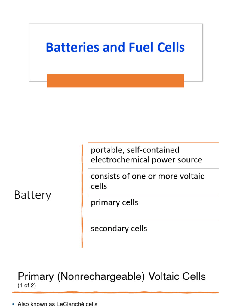 Batteries and Fuel Cells PDF | PDF | Lithium Ion Battery | Fuel Cell