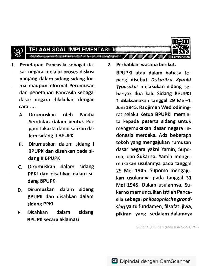 Soal Implementasi TWK 1 | PDF