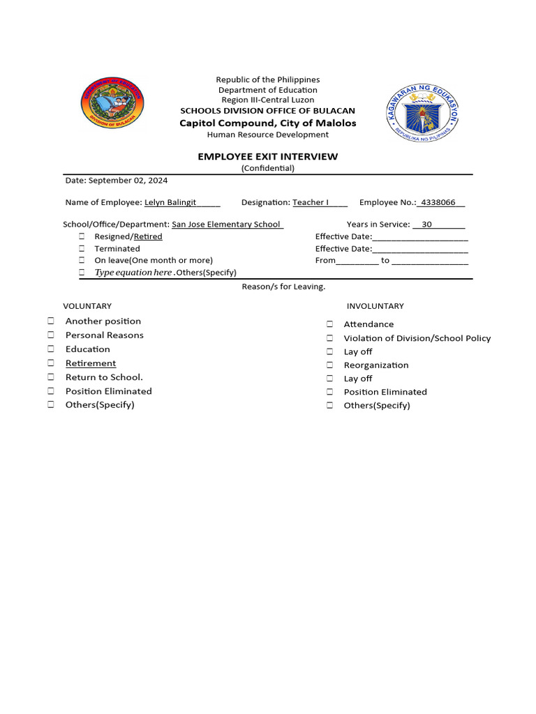 Exit-Interview-Form | PDF | Business | Organizational Behavior