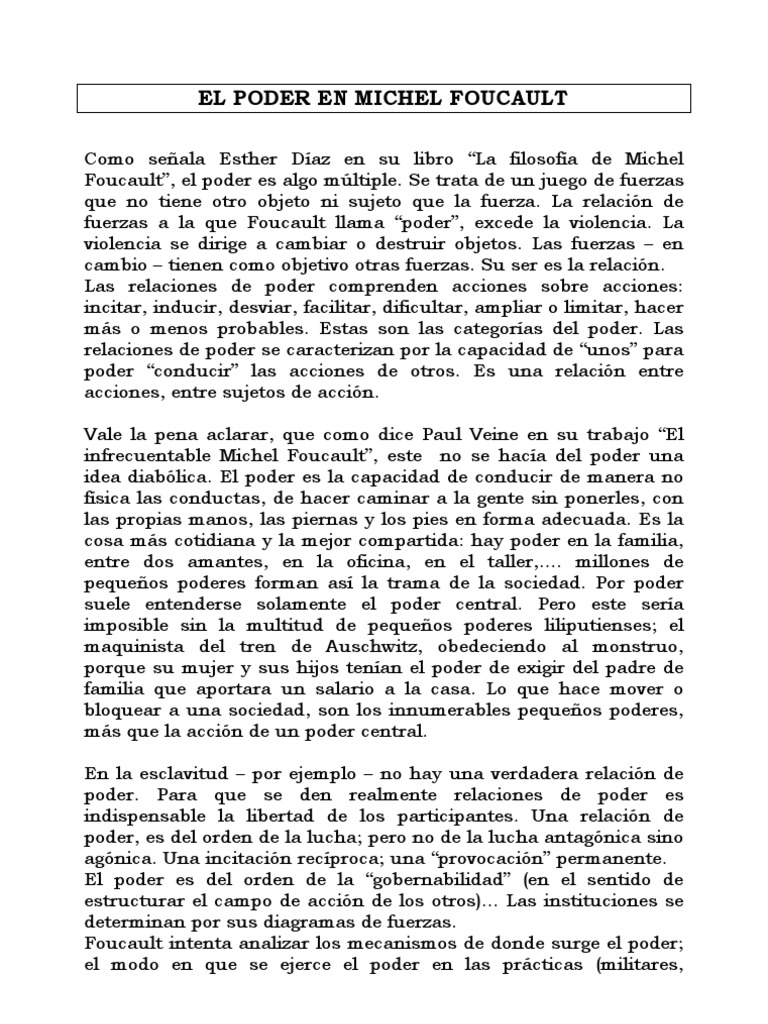 El Poder en Michel Foucault | Michel Foucault | Verdad