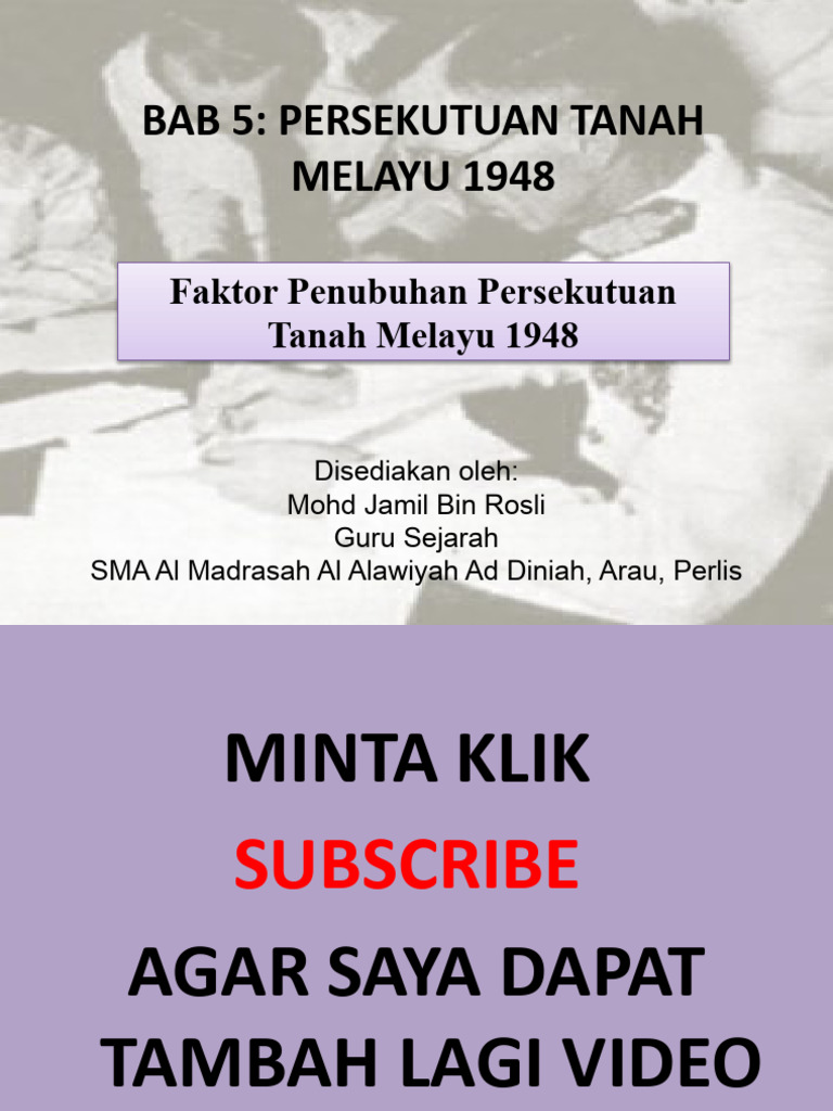 Faktor Penubuhan Persekutuan Tanah Melayu 1948 | PDF