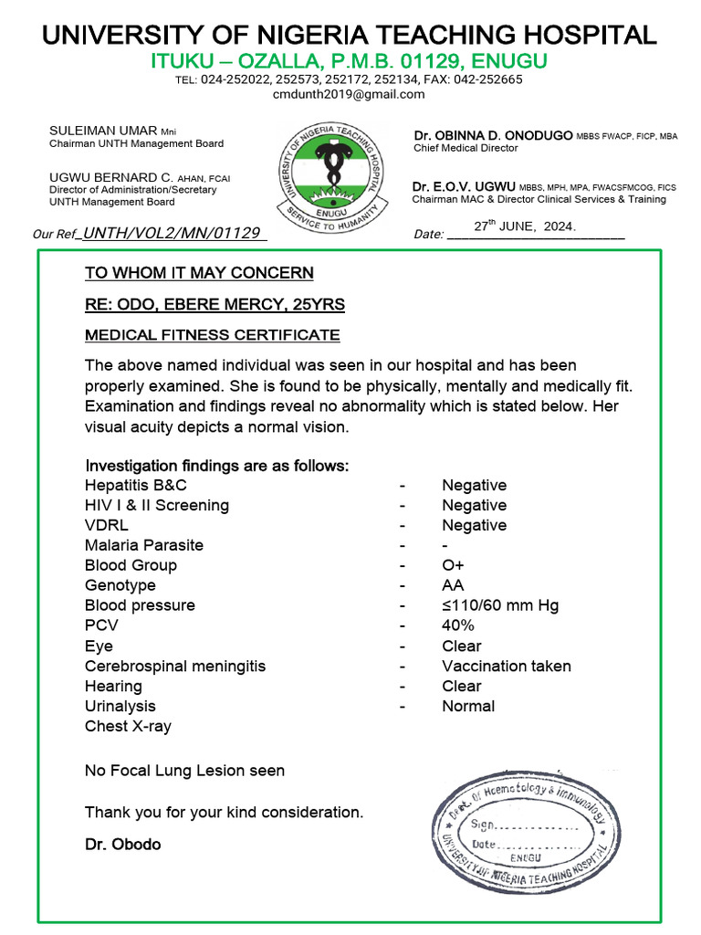 University of Nigeria Teaching Hospital: Ituku - Ozalla, P.M.B. 01129 ...