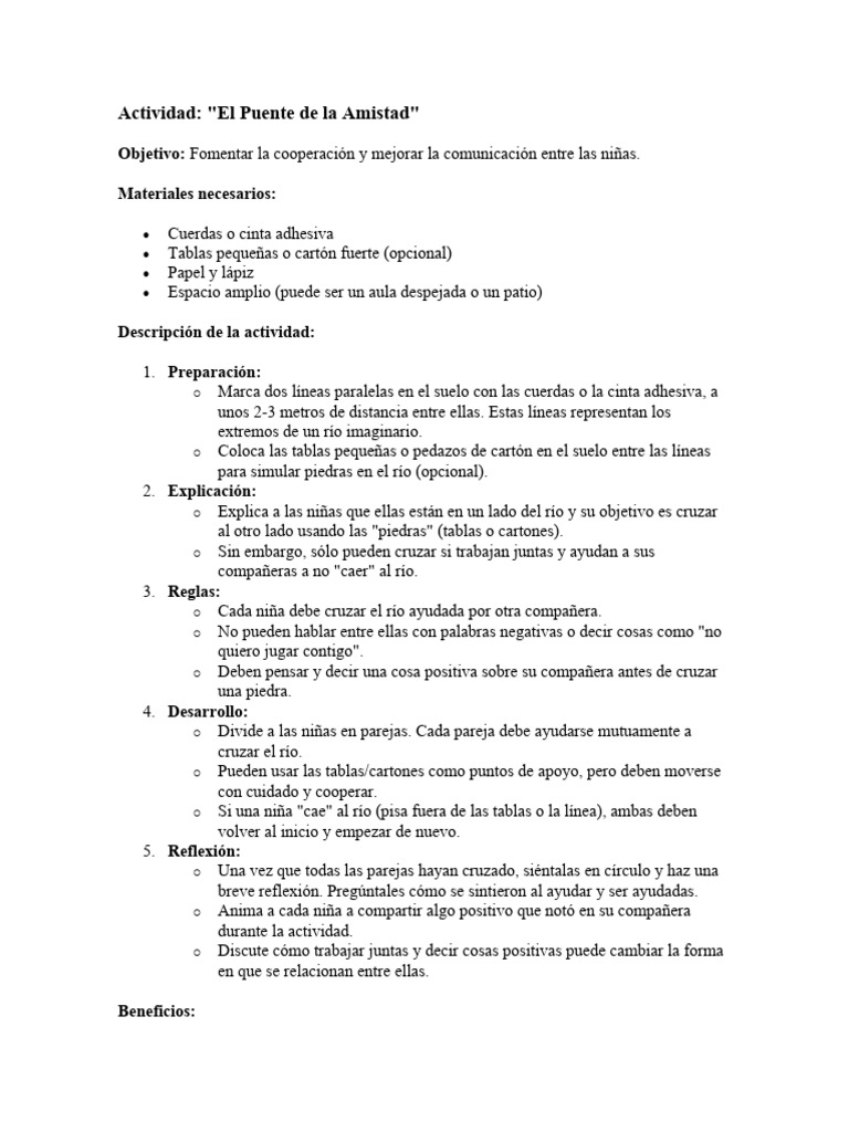 El Puente De La Amistad Pdf