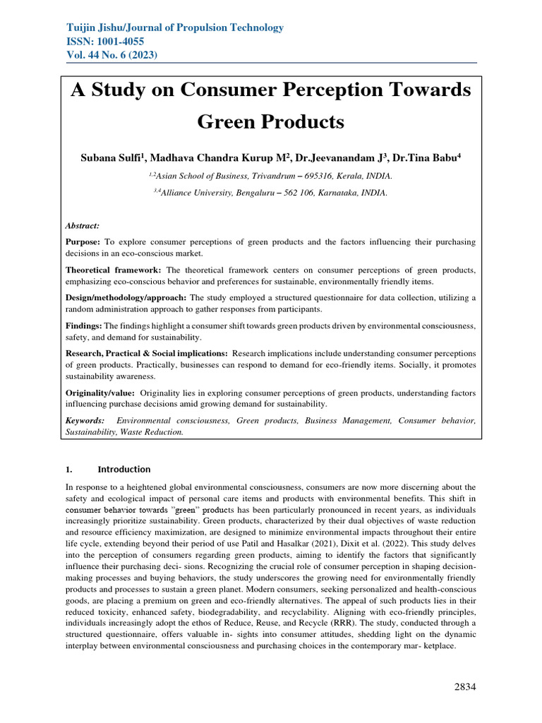 A Study On Consumer Perception Towards Green Products | PDF | Analysis ...