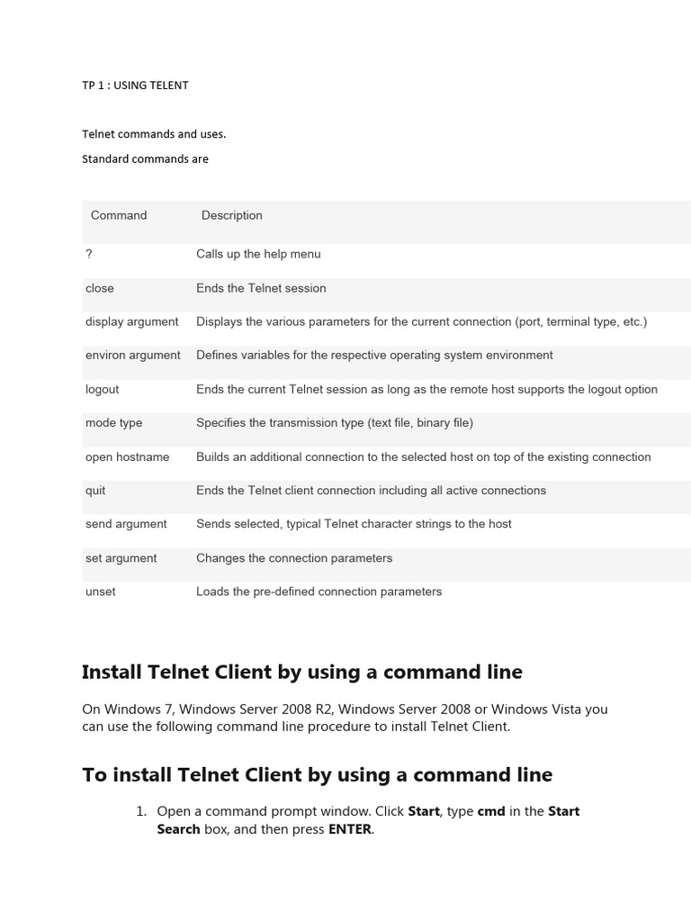 Telnet and FTP Command Guide | PDF | File Transfer Protocol | Command Line Interface