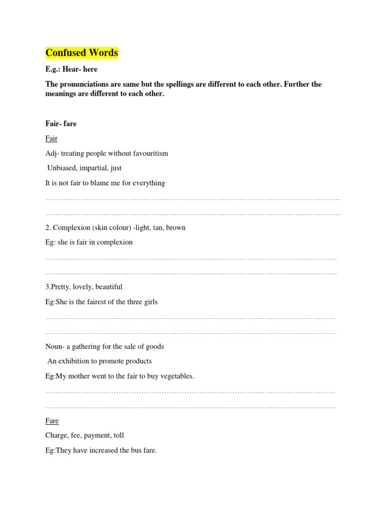 Confused Words | PDF | Adverb | Verb