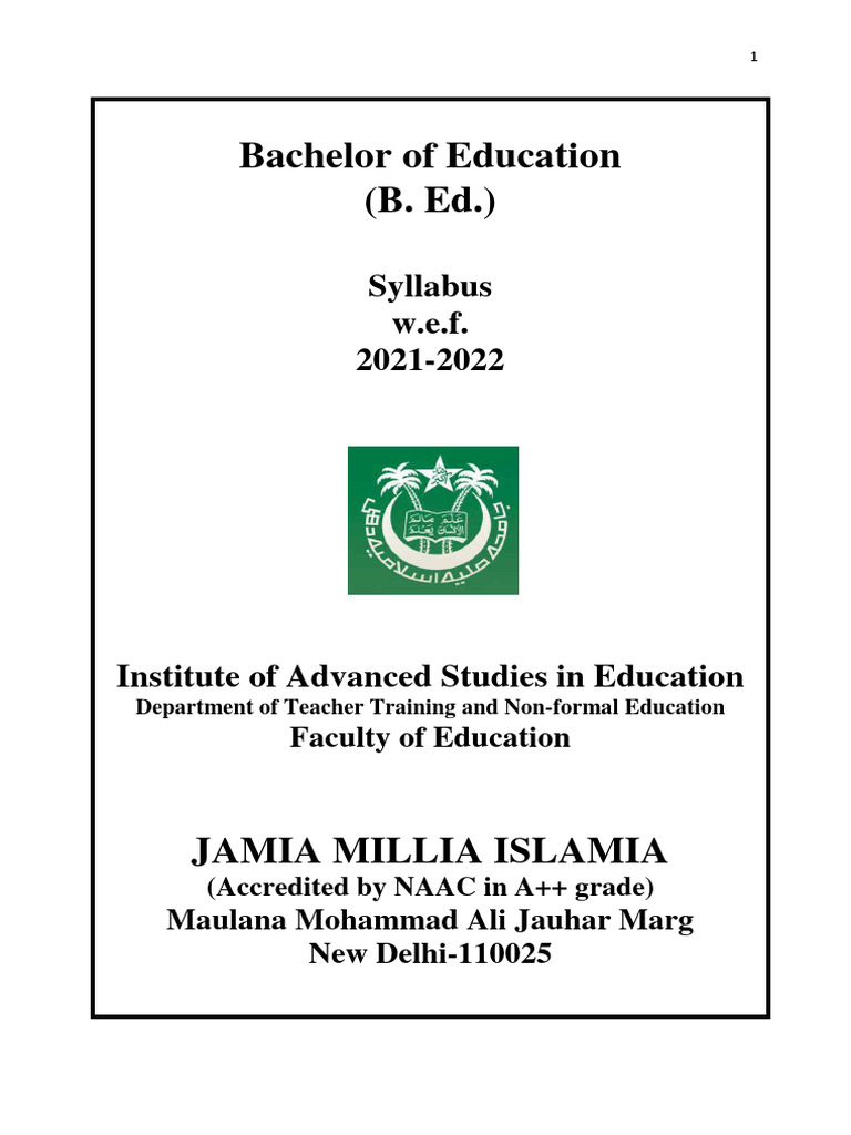 B.Ed. Syllabus 2021-2022 Overview | PDF | Learning | Gender