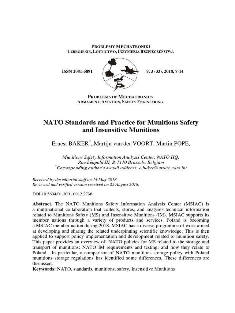 NATO Standards and Practice For Munitions Safety and Insensitive ...