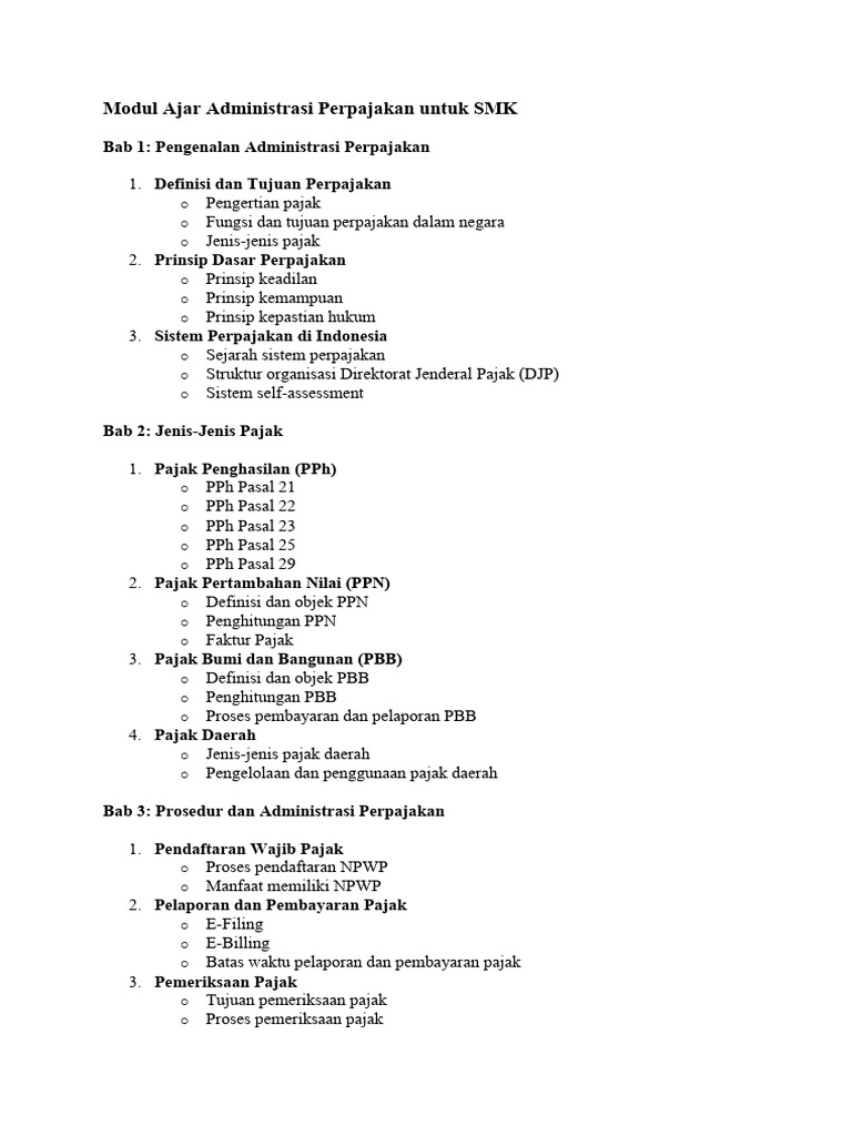 Modul Ajar Administrasi Perpajakan Untuk SMK | PDF