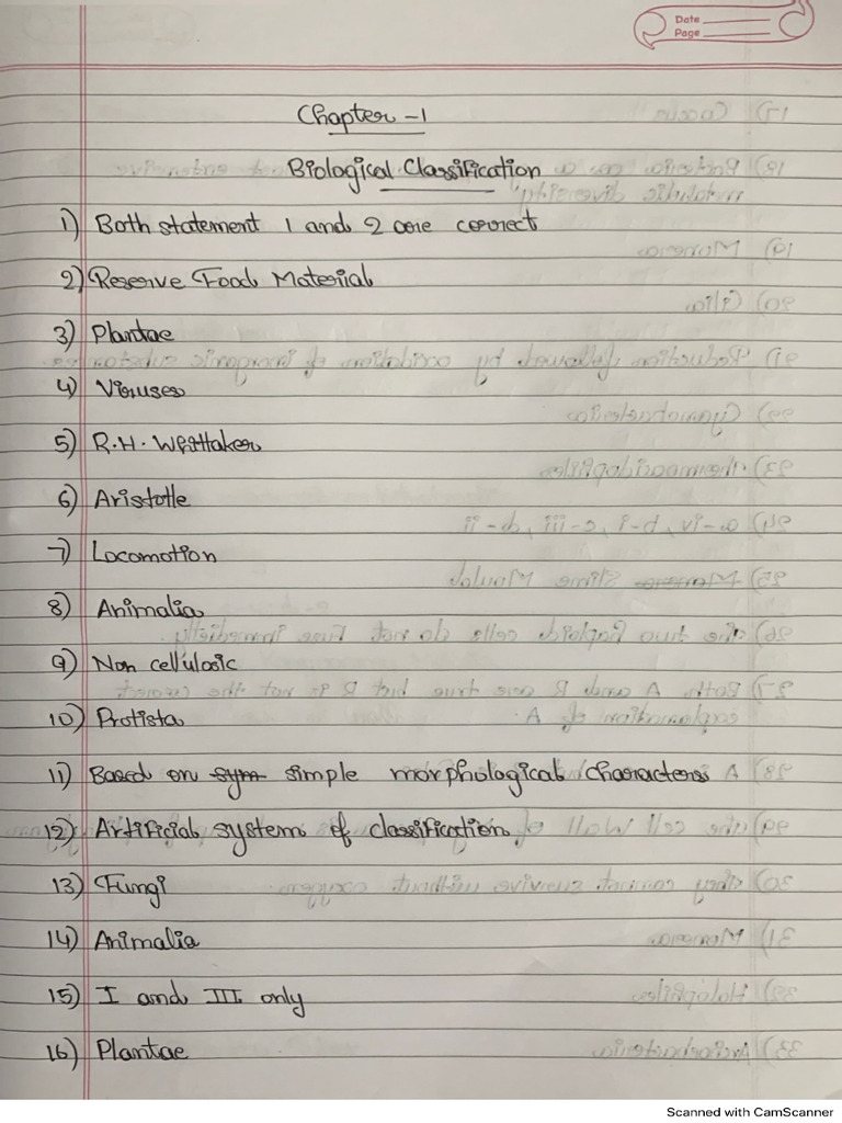 Assignment Biological Classification Pdf