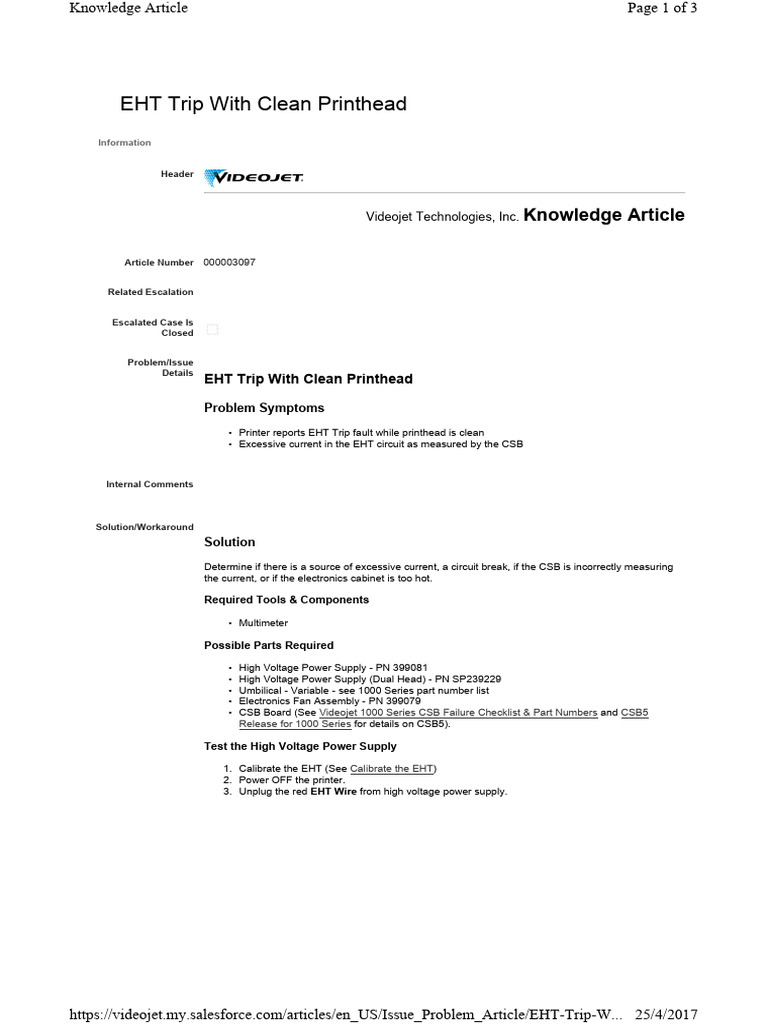 Troubleshooting EHT Trip Issues | PDF | High Voltage | Resistor