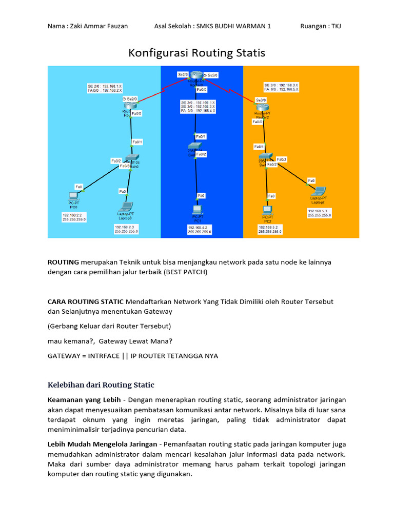 Konfigurasi Routing Statis | PDF