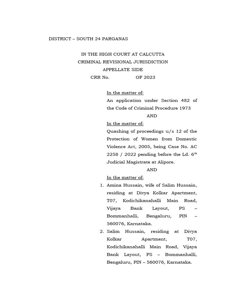 Criminal Revision Draft Before Calcutta High Court | PDF | Magistrate ...