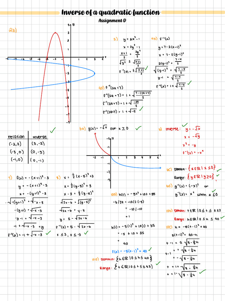 Inverse Functions and Quadratic Relations | PDF | Mathematical Logic ...