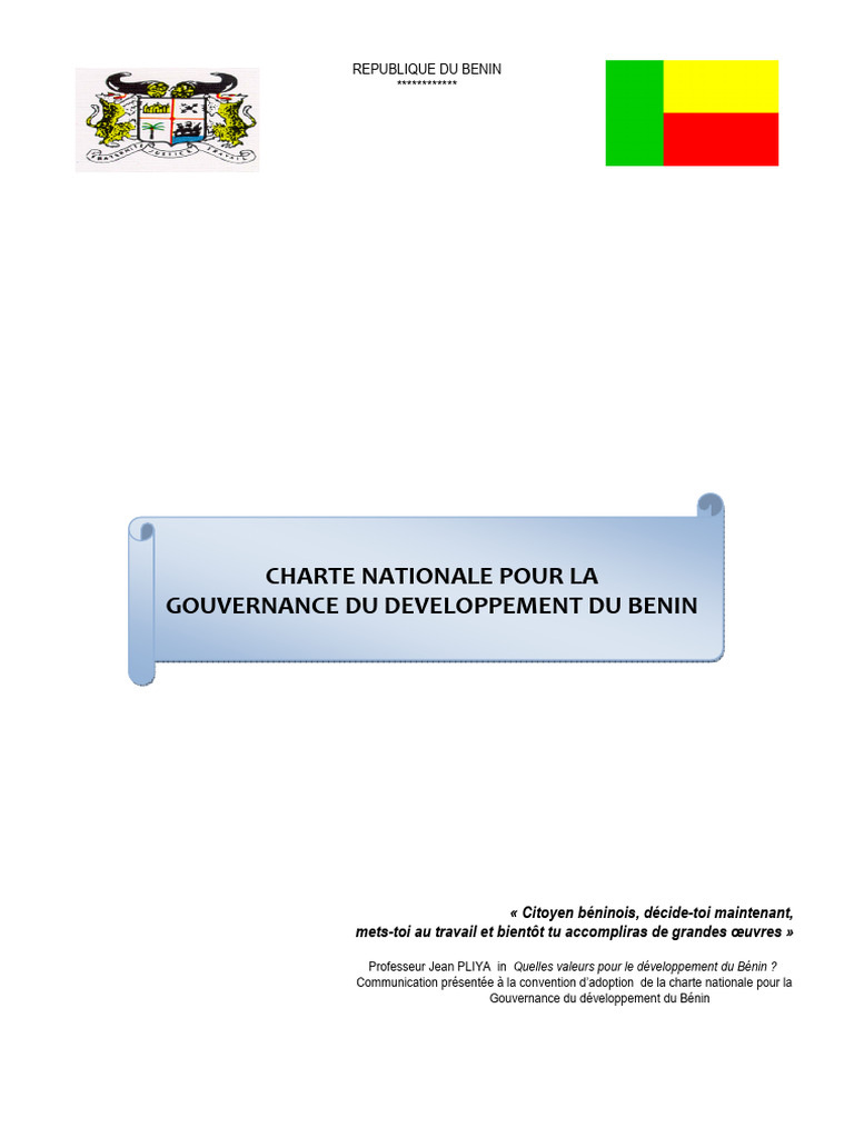 Charte Pour La Gouvernance Du Benin | PDF | Gouvernance | État