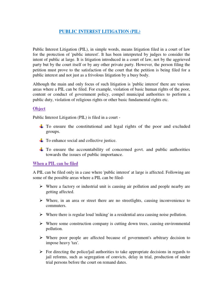 Understanding Public Interest Litigation | PDF | Justice | Crime & Violence