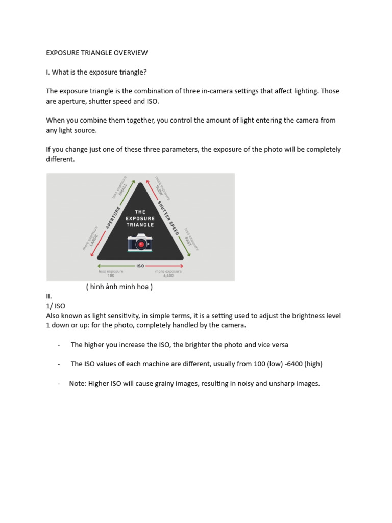 Exposure Triangle Overview | PDF | Exposure (Photography) | Shutter Speed