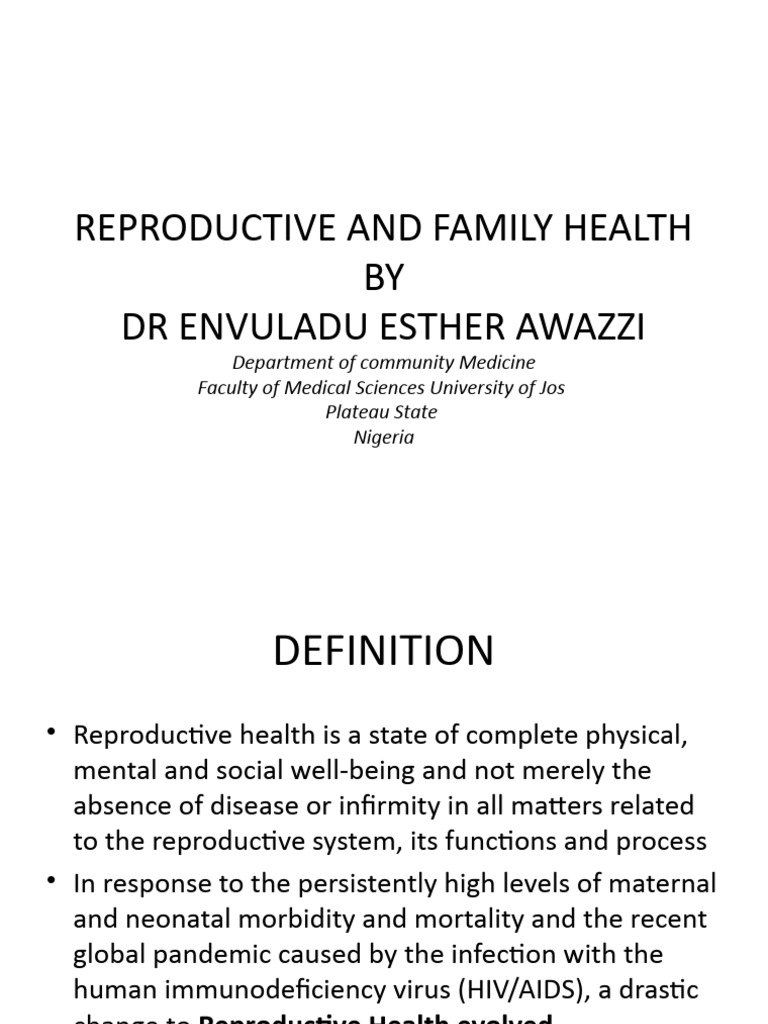 Reproductive and Family Health Overview | PDF | Maternal Death | Family ...