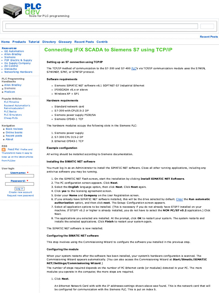 Connecting IFIX SCADA To Siemens S7 Using TCP - IP - PLCdev | PDF