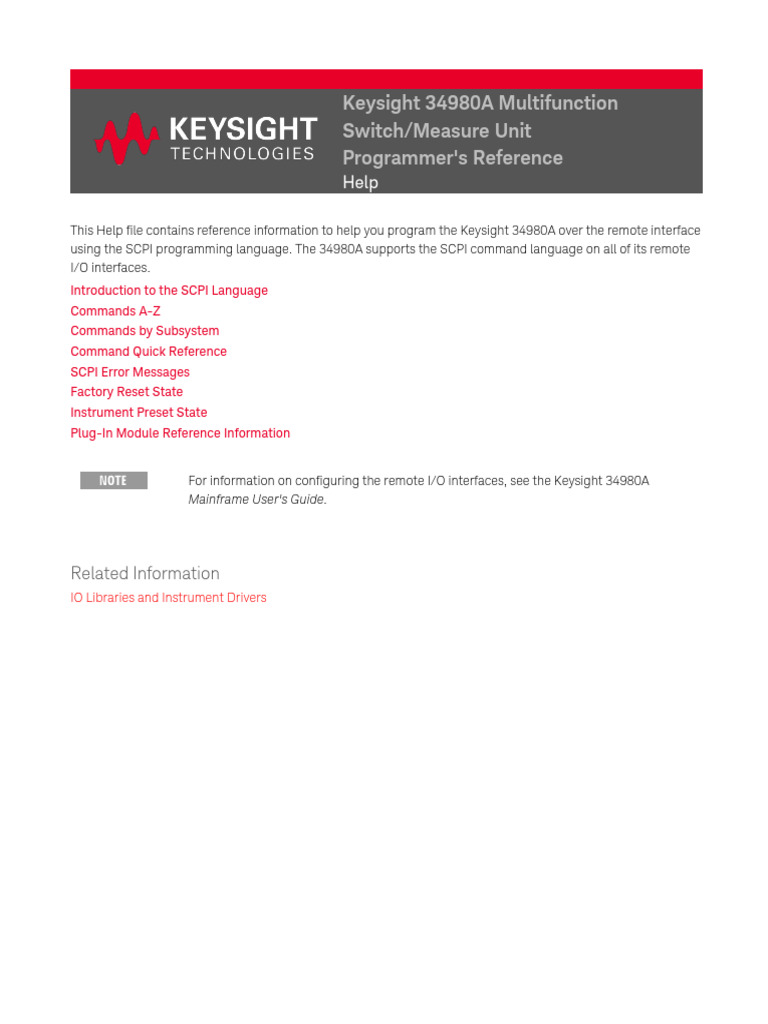 Keysight 34980A PROGRAMMER'S HELP | PDF | Bracket | Parameter (Computer ...