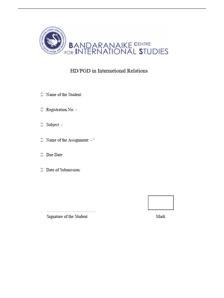 Assignment Submission Format | PDF