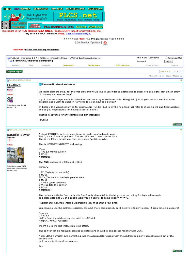 Siemens S7 Indexed Addressing - PLCS | PDF
