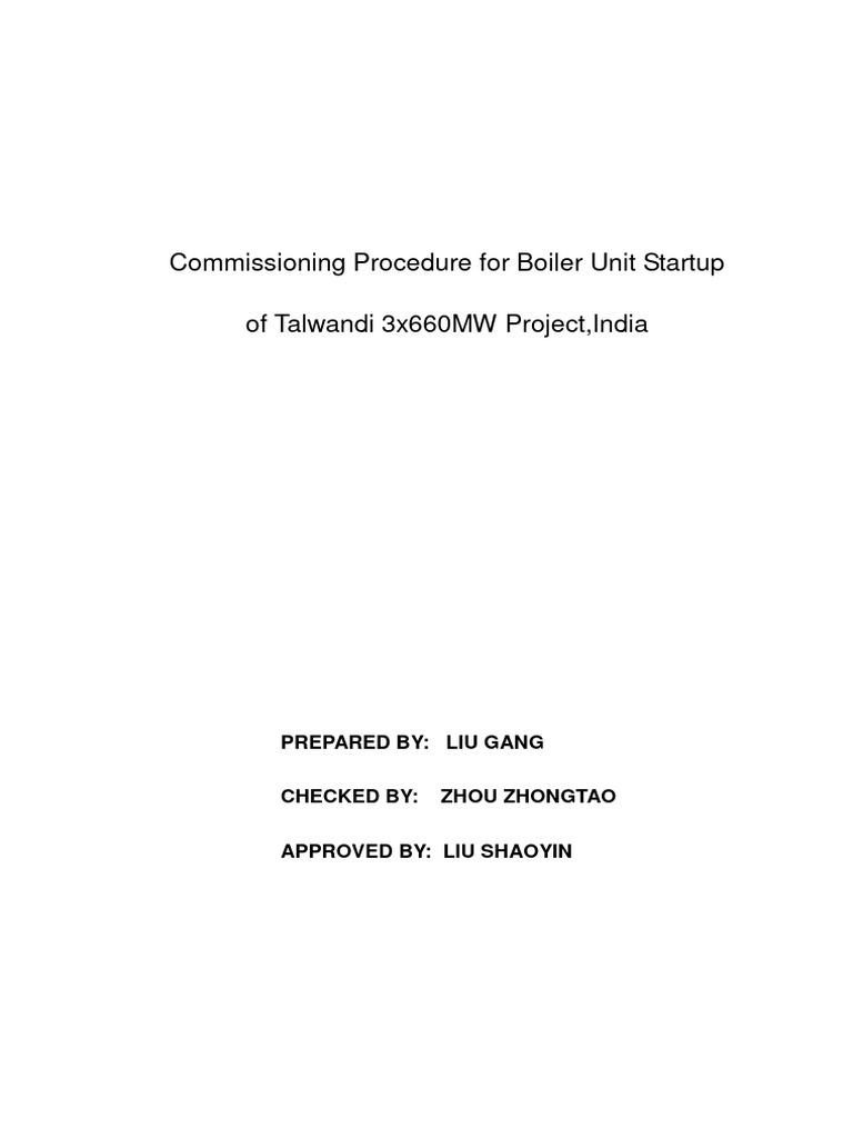 Commissioning Procedure For Boiler Unit Startup | PDF | Boiler | Steam
