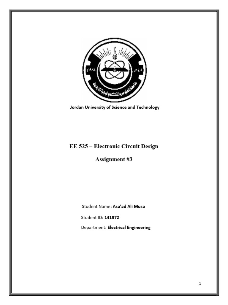 EE 525 Circuit Design Assignment 3 | PDF | Teaching Methods & Materials ...